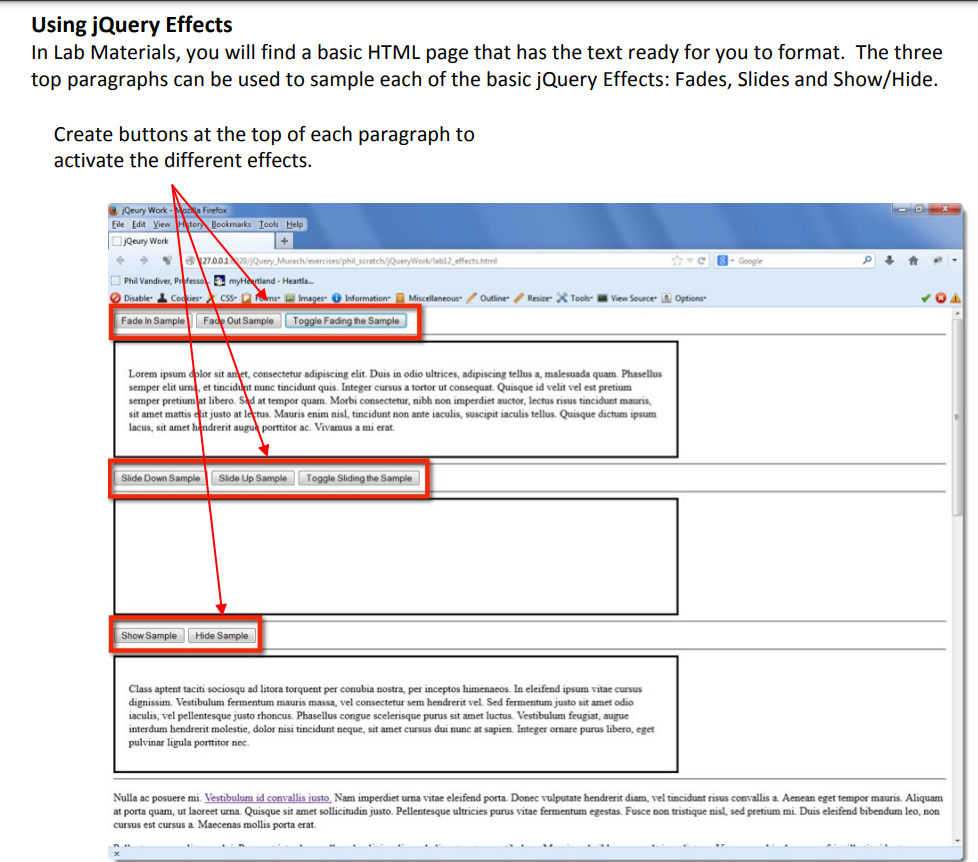 Solved Using jQuery Effects In Lab Materials, you will find | Chegg.com
