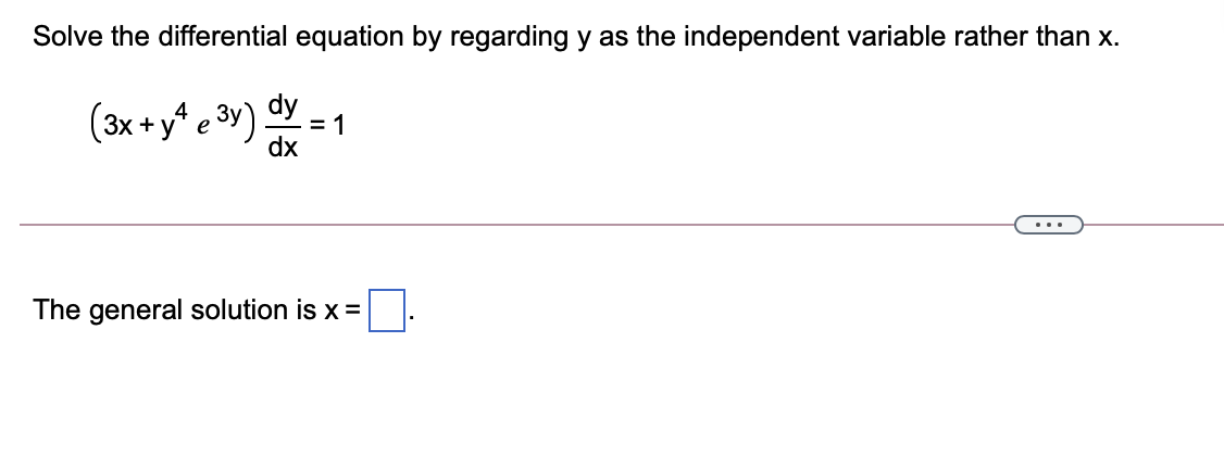 Solved Solve the differential equation by regarding y as the | Chegg.com