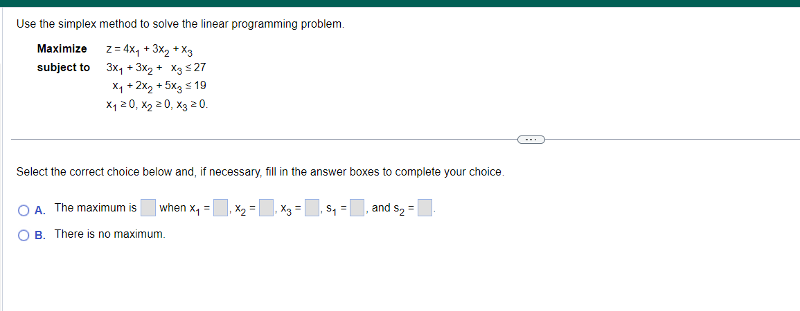 Solved Use the simplex method to solve the linear | Chegg.com