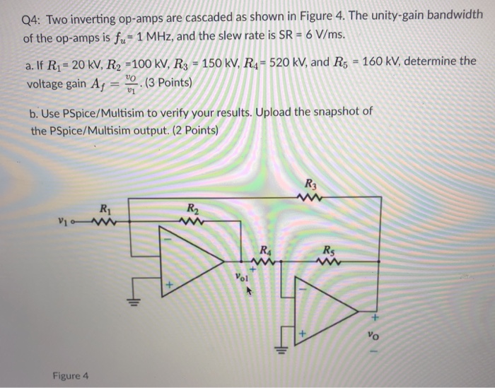 Solved Q4: Two inverting op-amps are cascaded as shown in | Chegg.com