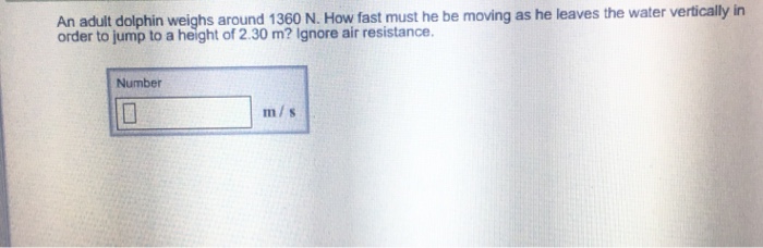 Solved An aduit dolphin weighs around 1360 N. How fast must | Chegg.com