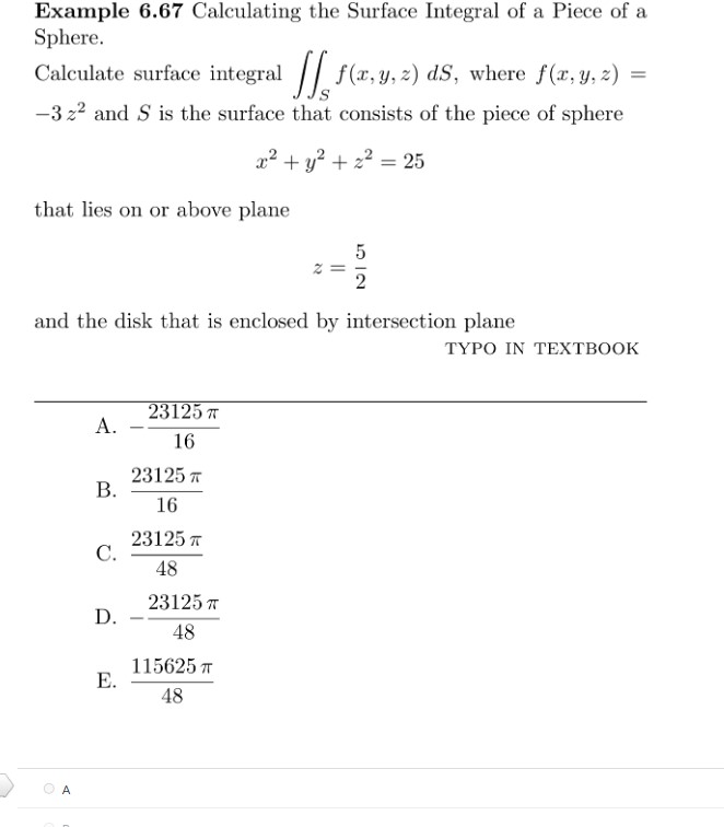 Solved Example 6.67 ﻿Calculating the Surface Integral of ﻿a | Chegg.com