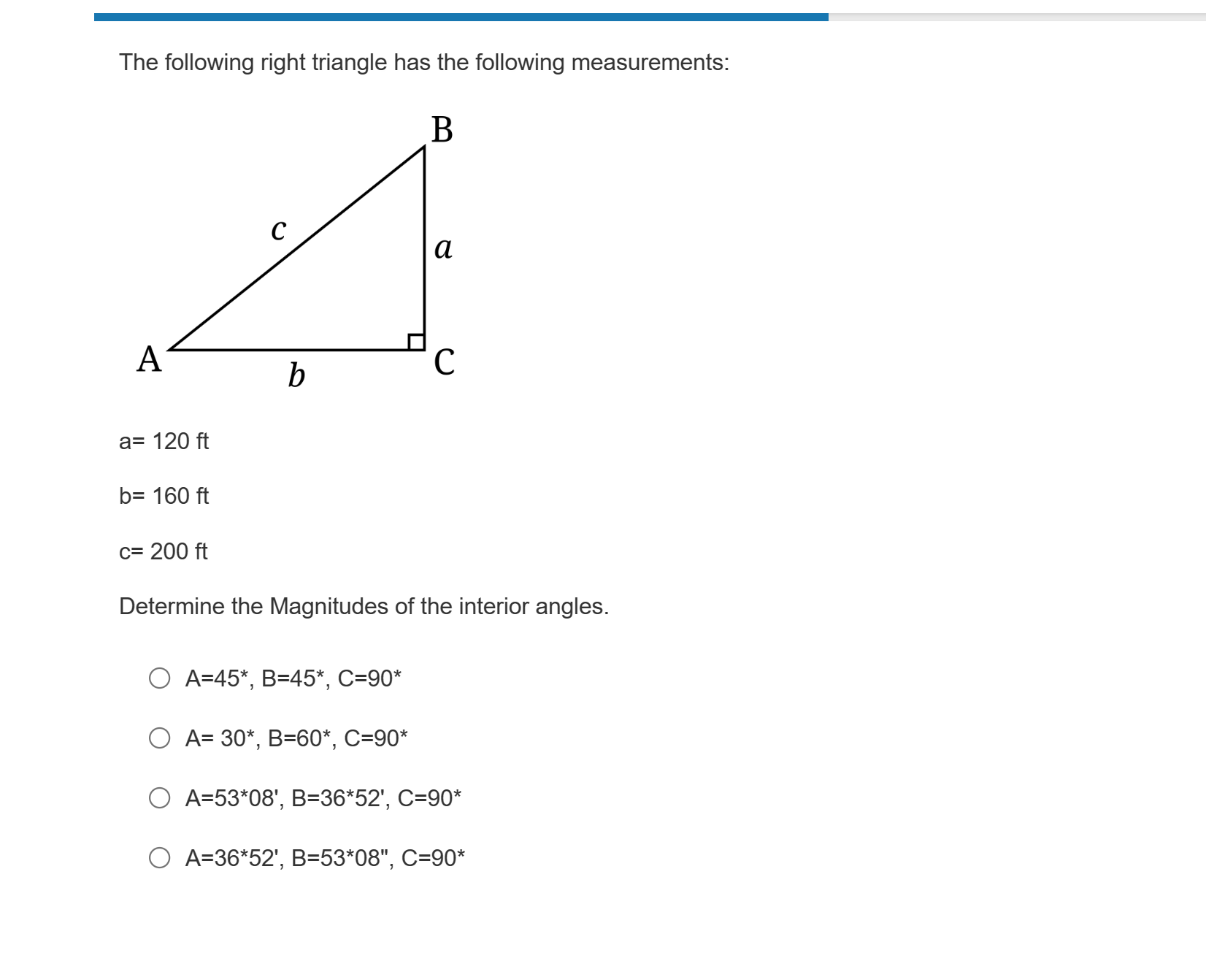 Solved The following right triangle has the following | Chegg.com