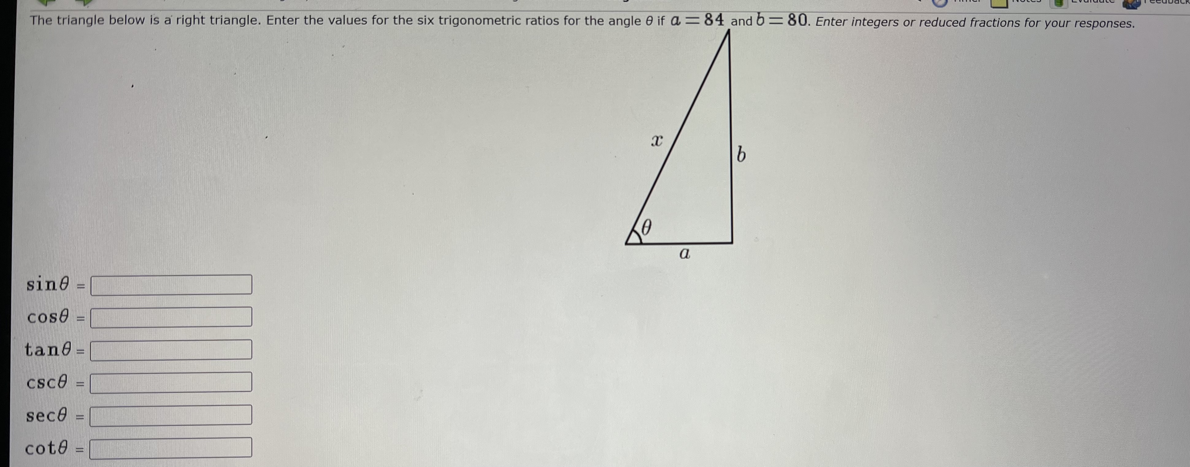 Solved The triangle below is a right triangle. Enter the | Chegg.com