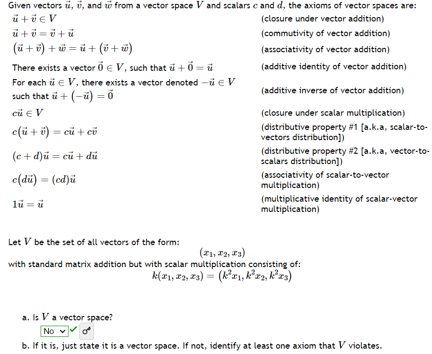 Solved Given vectors u,v, and w from a vector space V and | Chegg.com