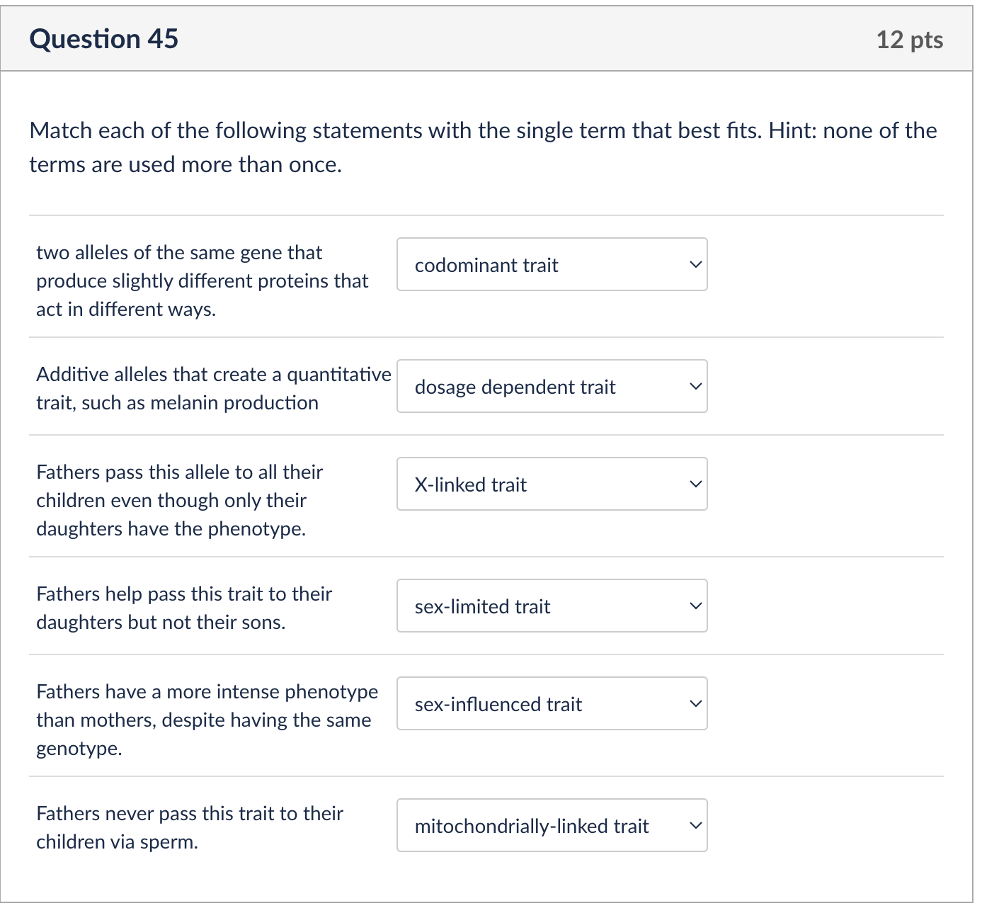 Solved Match each of the following statements with the | Chegg.com
