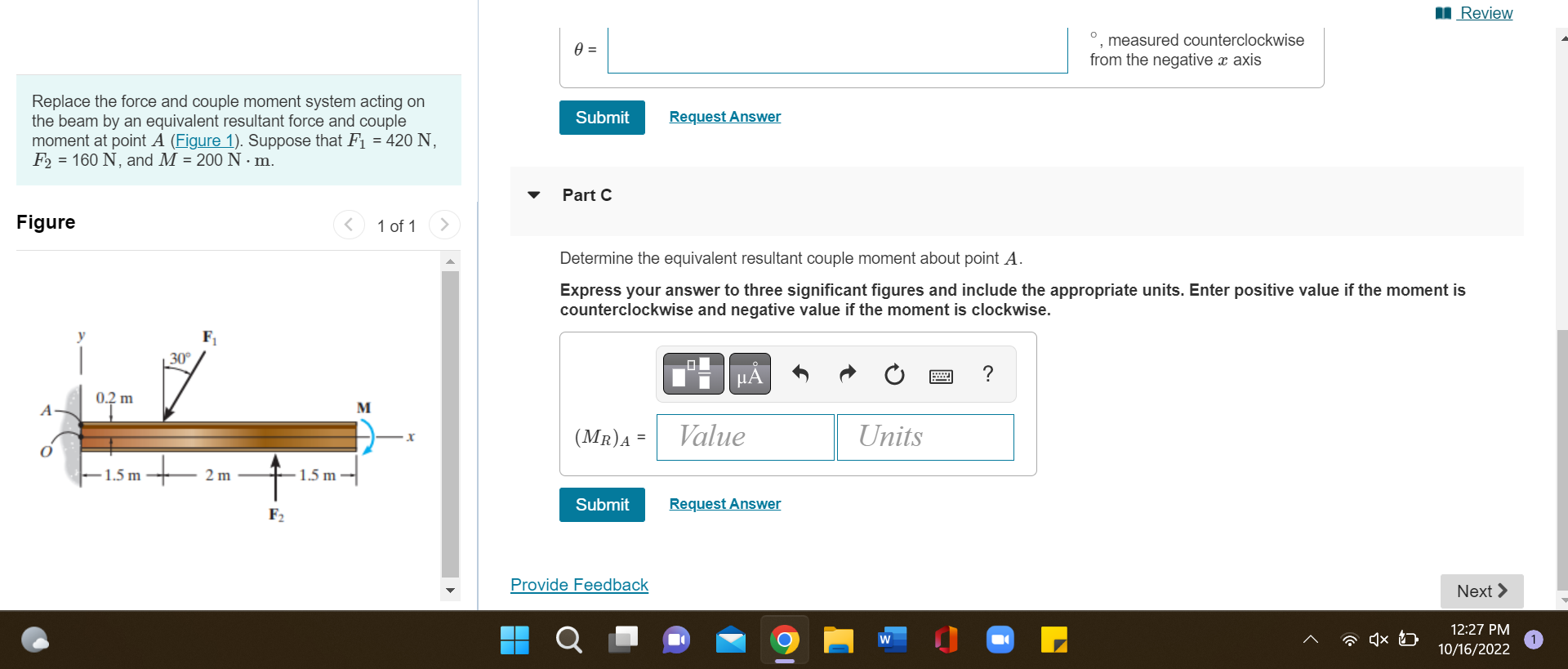 Solved Replace the force and couple moment system acting on | Chegg.com