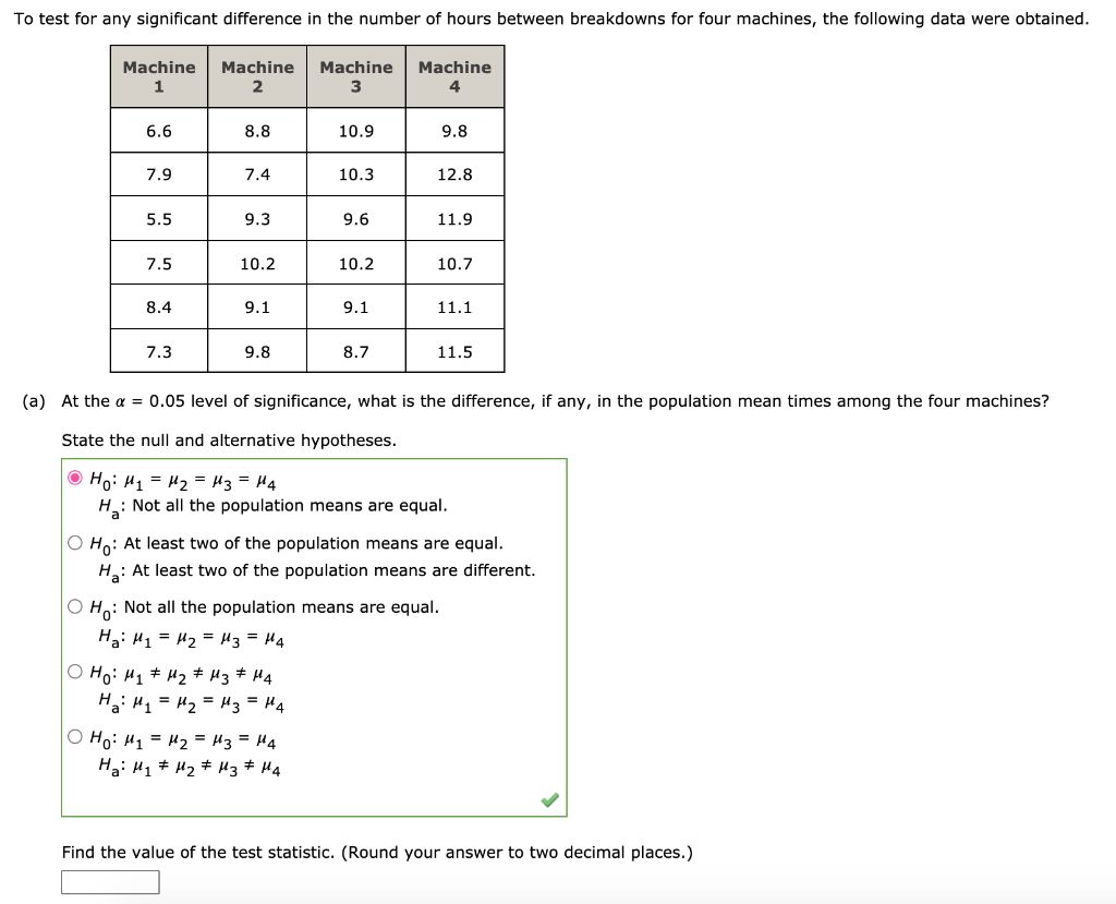Solved To test for any significant difference in the number | Chegg.com