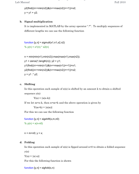 LAB 2: SINGALS IN MATLAB Introduction Signals are | Chegg.com