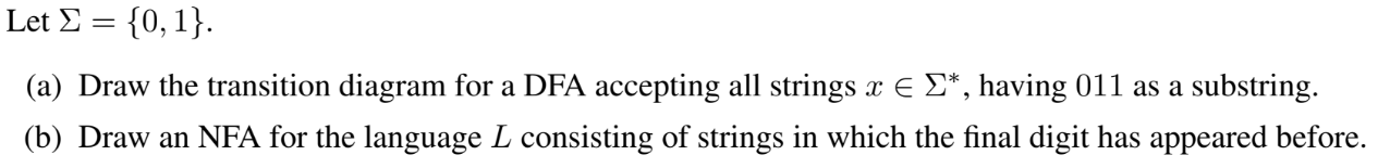Solved Let S = {0,1}. (a) Draw the transition diagram for a | Chegg.com