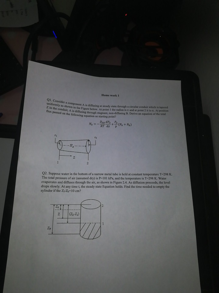 Solved Home work 1 Q1. Consider a component A is diffusing | Chegg.com