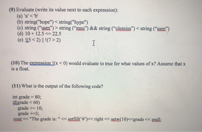 Solved (9) Evaluate (write its value next to each | Chegg.com
