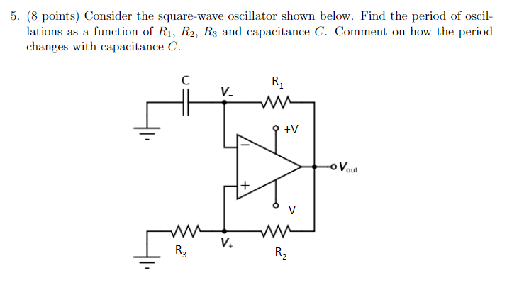 Solved 5. (8 points) Consider the square-wave oscillator | Chegg.com