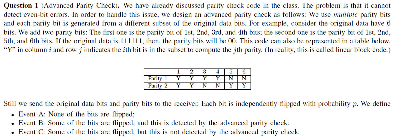 Solved Question Consider we now use the advanced parity code | Chegg.com