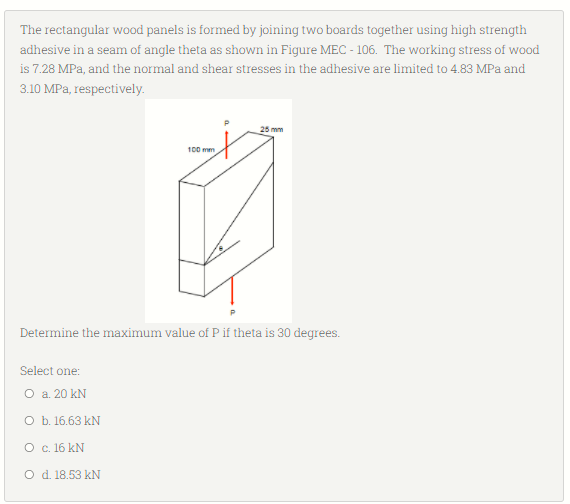 Solved a The rectangular wood panels is formed by joining | Chegg.com