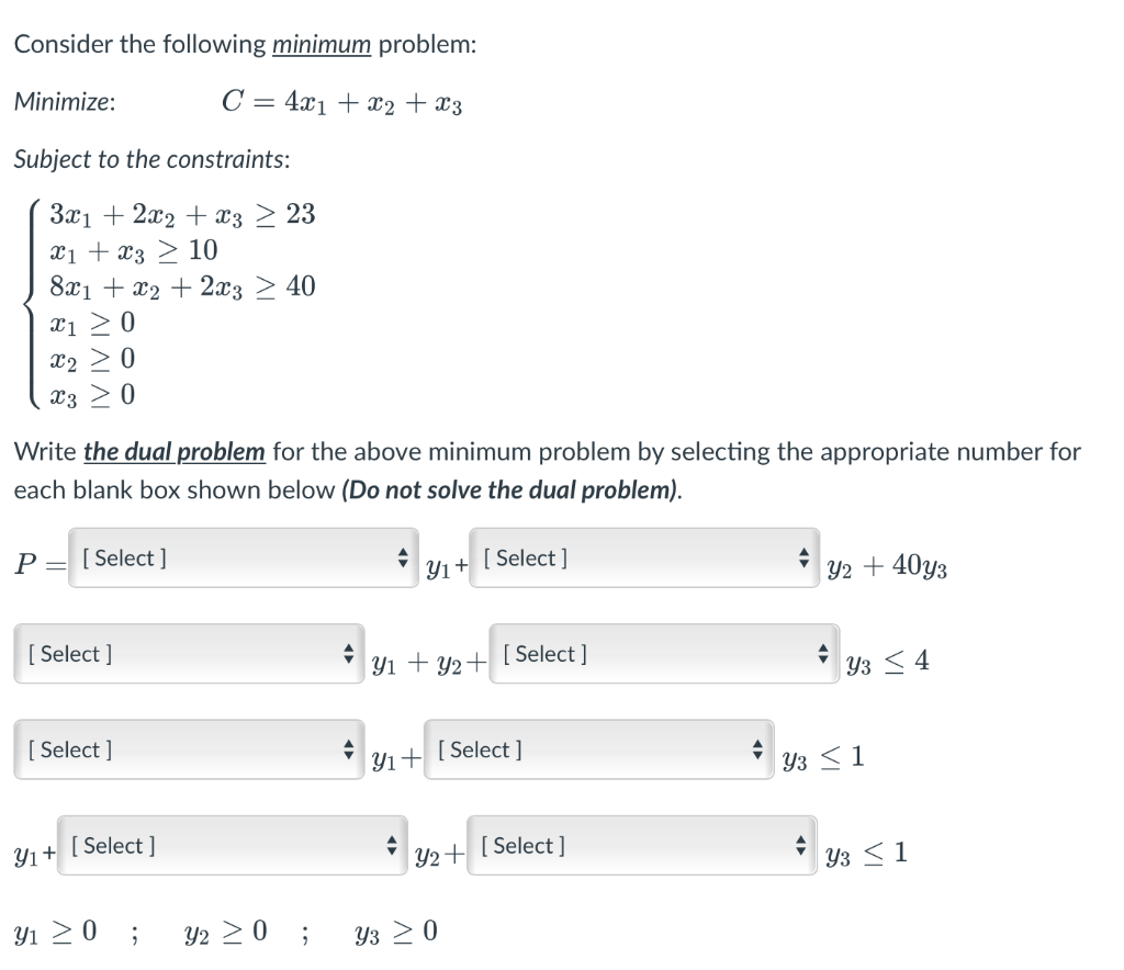 Solved Consider the following minimum problem: Minimize: C = | Chegg.com