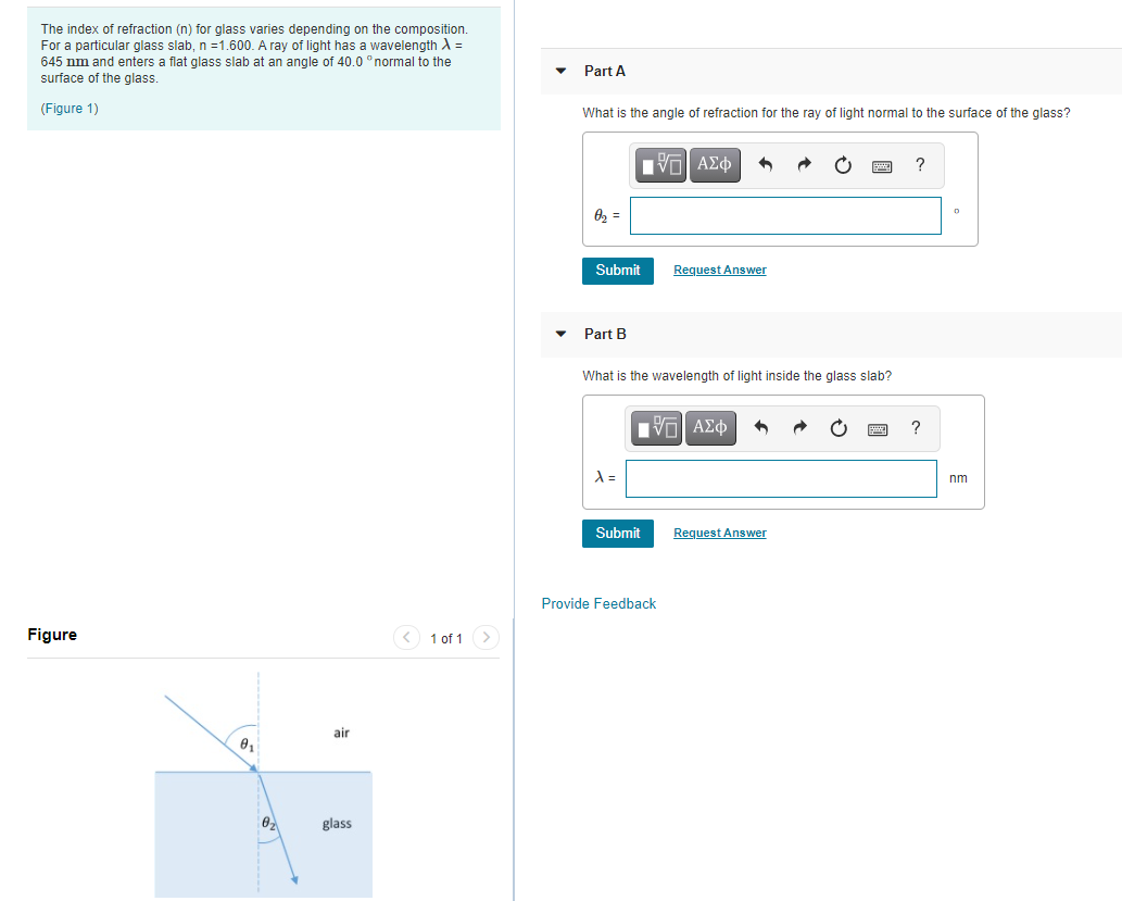 Solved The index of refraction (n) for glass varies | Chegg.com