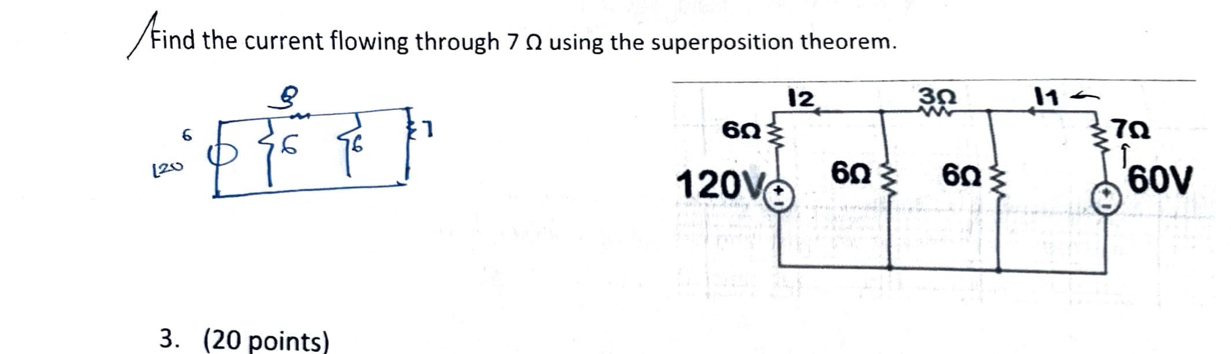 Solved Find the current flowing through 7Ωusing ﻿the | Chegg.com