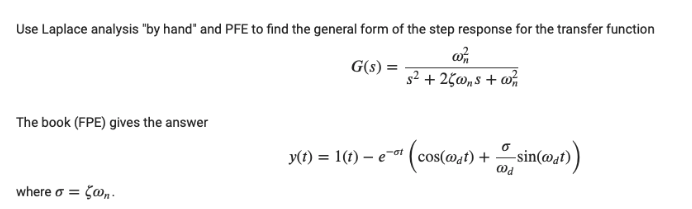 Solved Use Laplace analysis "by hand" and PFE to find the | Chegg.com