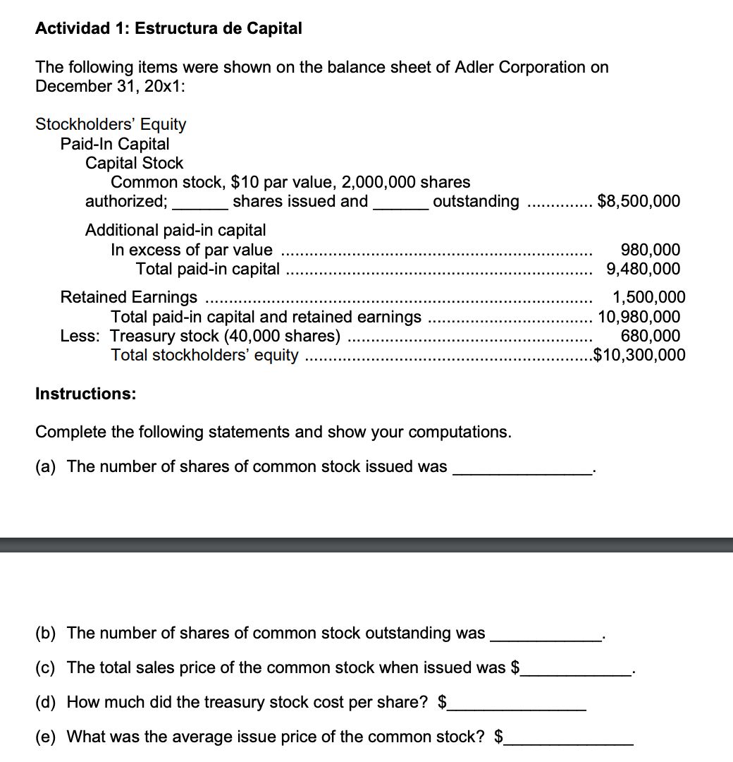Solved (b) The number of shares of common stock outstanding | Chegg.com