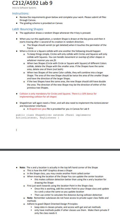 C212/A592 Lab 9 Intro to Software Systems | Chegg.com