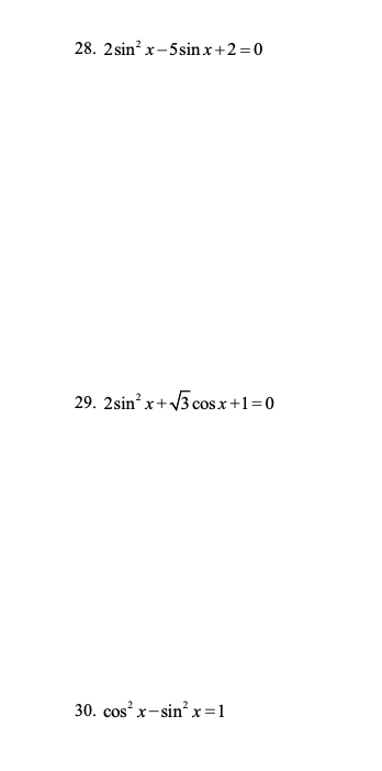 Solved Solve the following trigonometric equations in the | Chegg.com