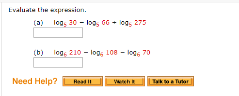 Solved Evaluate the expression. (a) logs 30 - logs 66 + log5 | Chegg.com