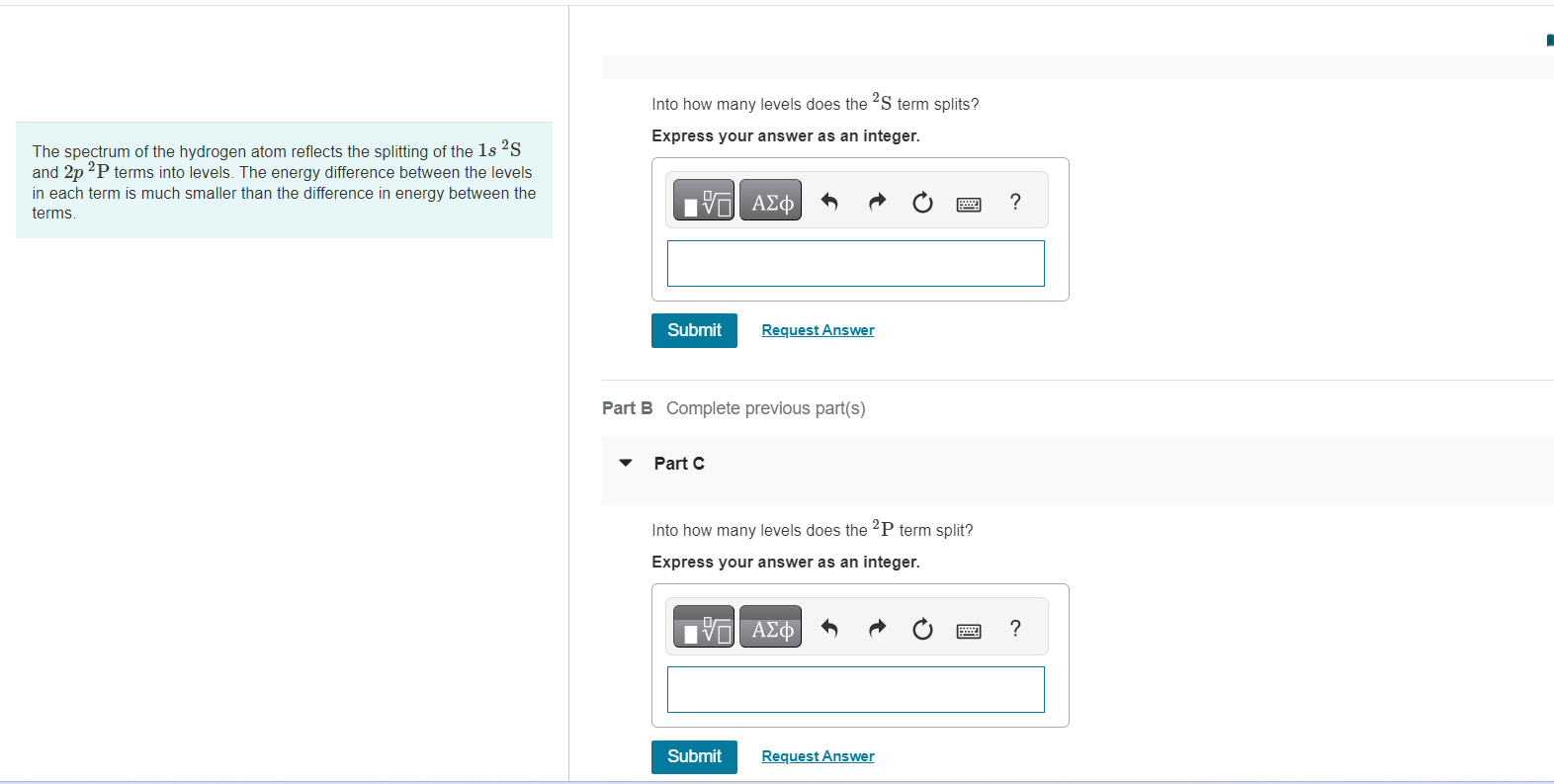 Solved Into how many levels does the 2 S term splits? | Chegg.com