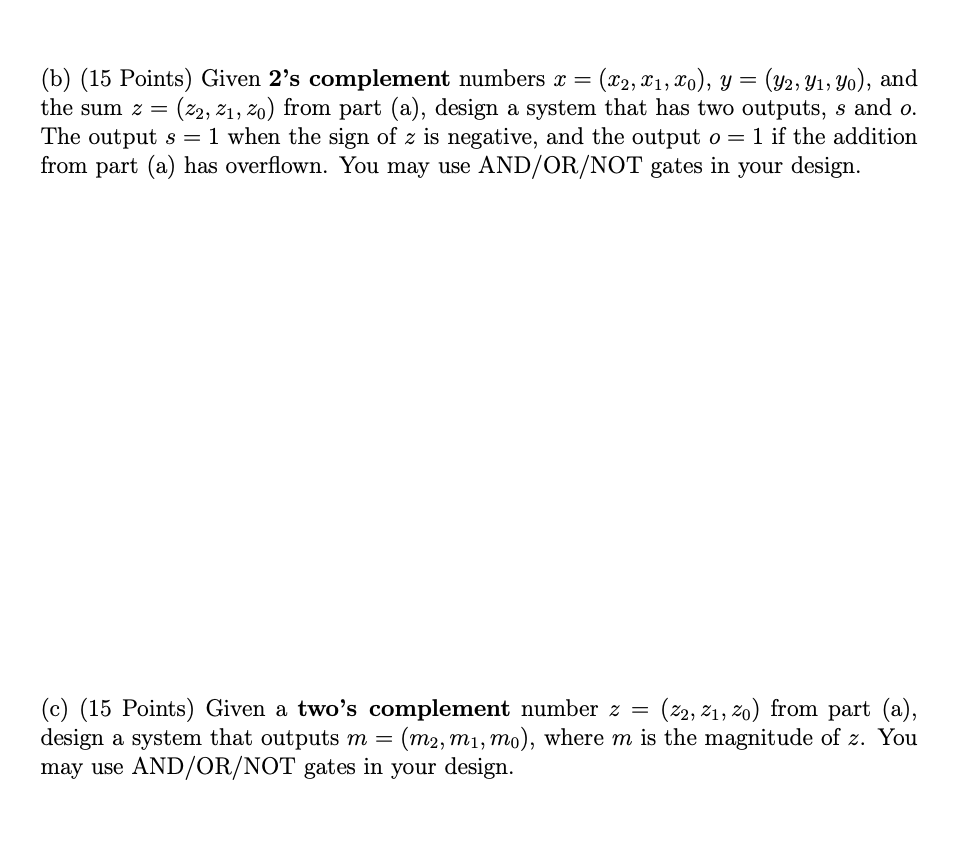 Solved 1. (a) (10 Points) Using only full adders, design an | Chegg.com