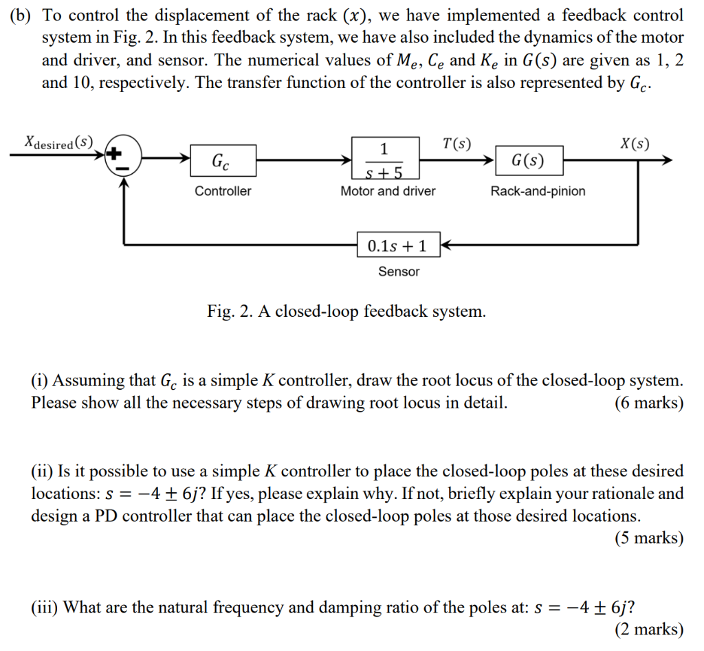 Solved To control the displacement of the rack (𝑥), we have | Chegg.com