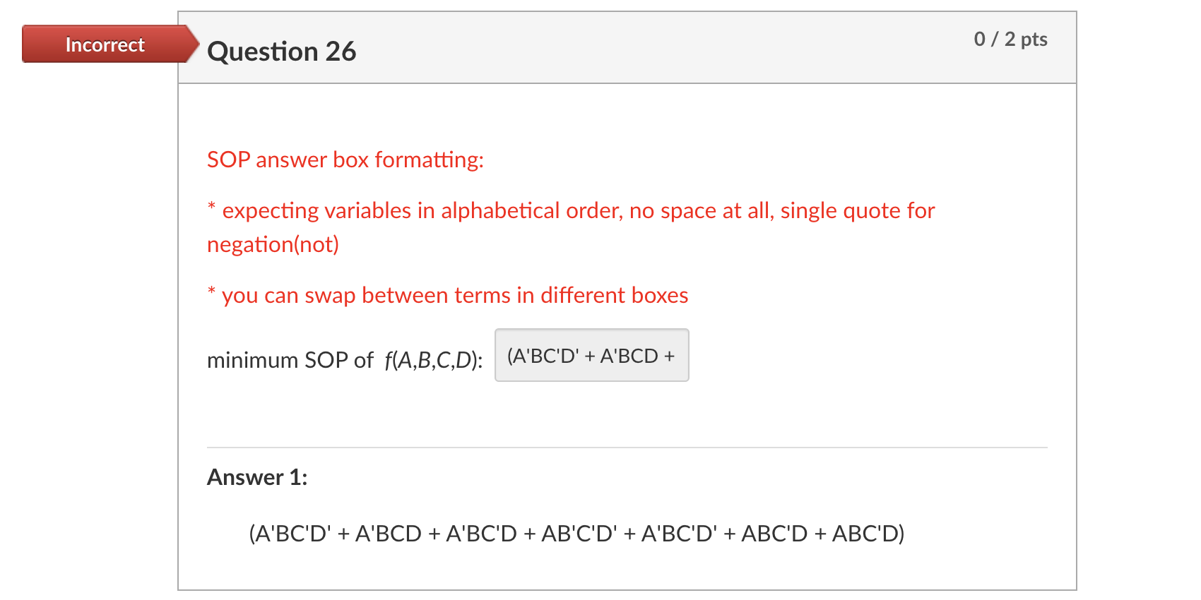 Solved 8.b) (2pts) Using K-map to determine the minimum SOP | Chegg.com