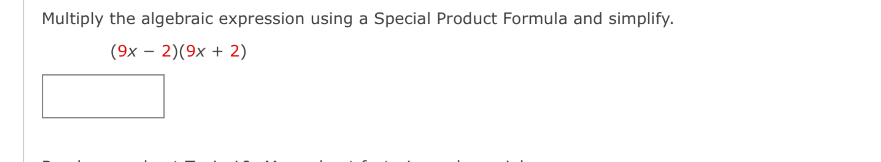 Solved Multiply the algebraic expression using a Special | Chegg.com