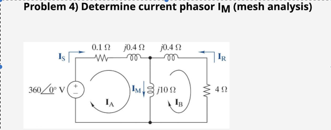 Solved Problem 4) Determine current phasor IM (mesh | Chegg.com