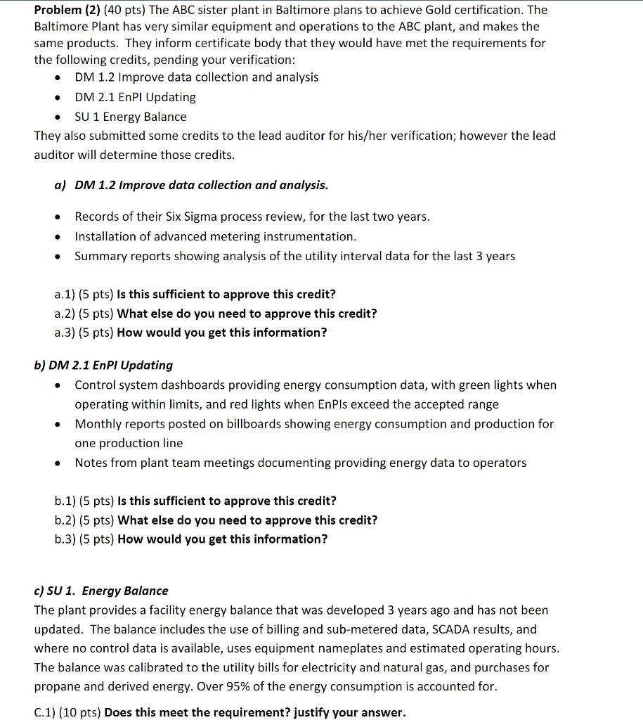 Solved Problem (2) (40 pts) The ABC sister plant in | Chegg.com