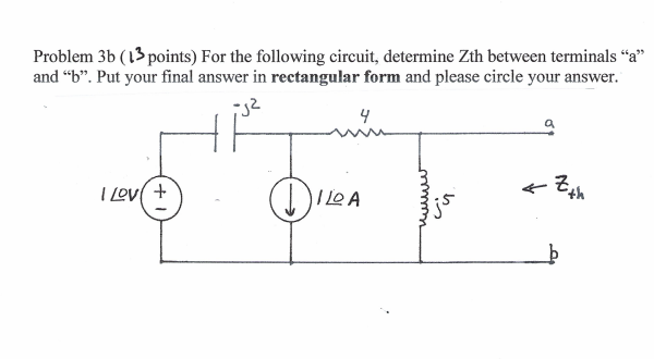 Solved Problem 3b (13 points) For the following circuit, | Chegg.com