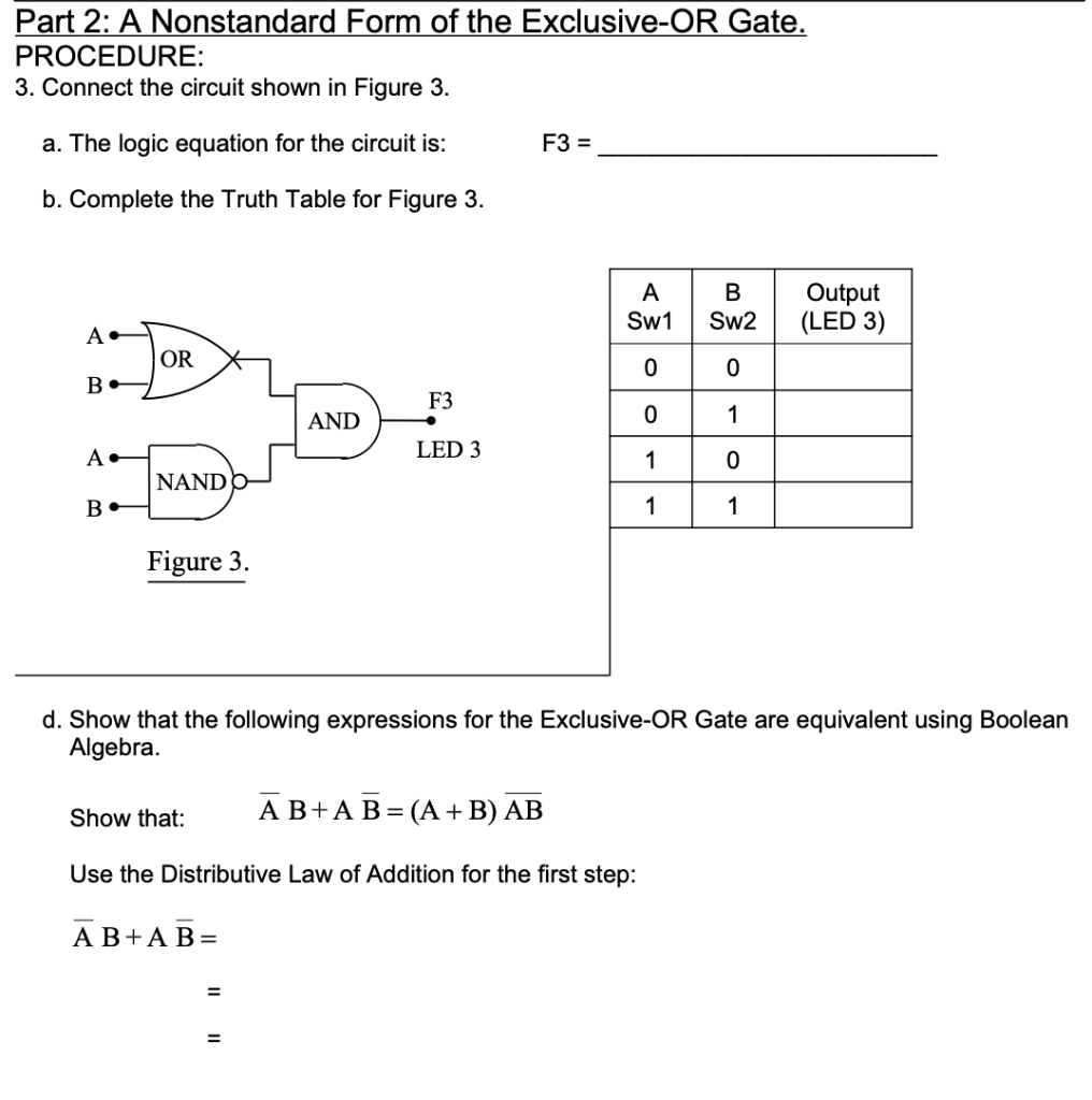 Solved Part 2: A Nonstandard Form of the Exclusive-OR Gate. | Chegg.com