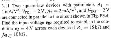 Solved 3. Two square-law devices with parameters All 1 | Chegg.com