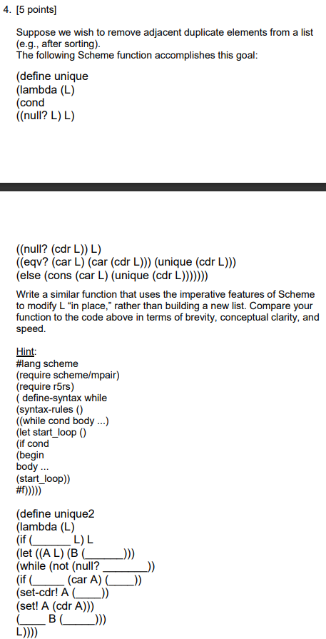 4. [5 points] Suppose we wish to remove adjacent | Chegg.com