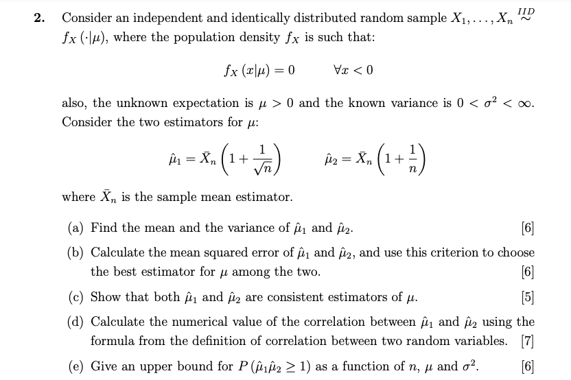 Solved IID 2. Consider an independent and identically | Chegg.com