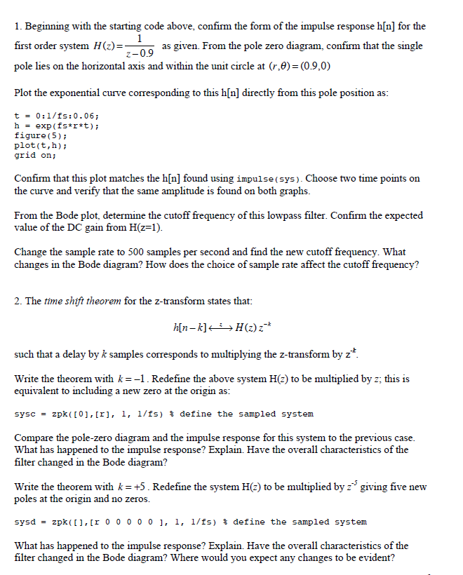 PROCEDURES Begin with the MATLAB script named lab8.m | Chegg.com