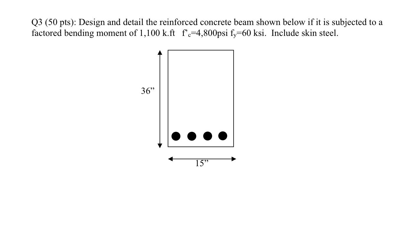 Solved Q3 (50 pts): Design and detail the reinforced | Chegg.com