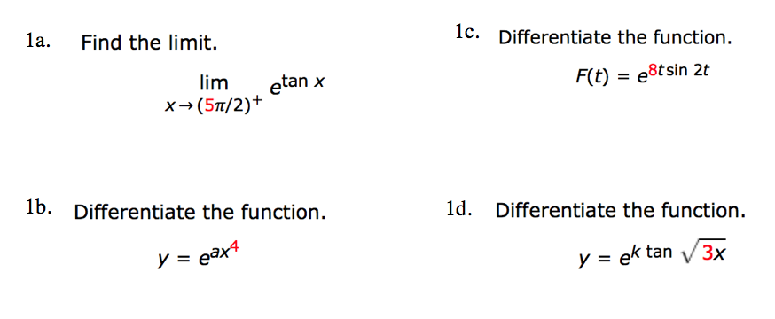 Solved la. Find the limit. lc. Differentiate the function. | Chegg.com