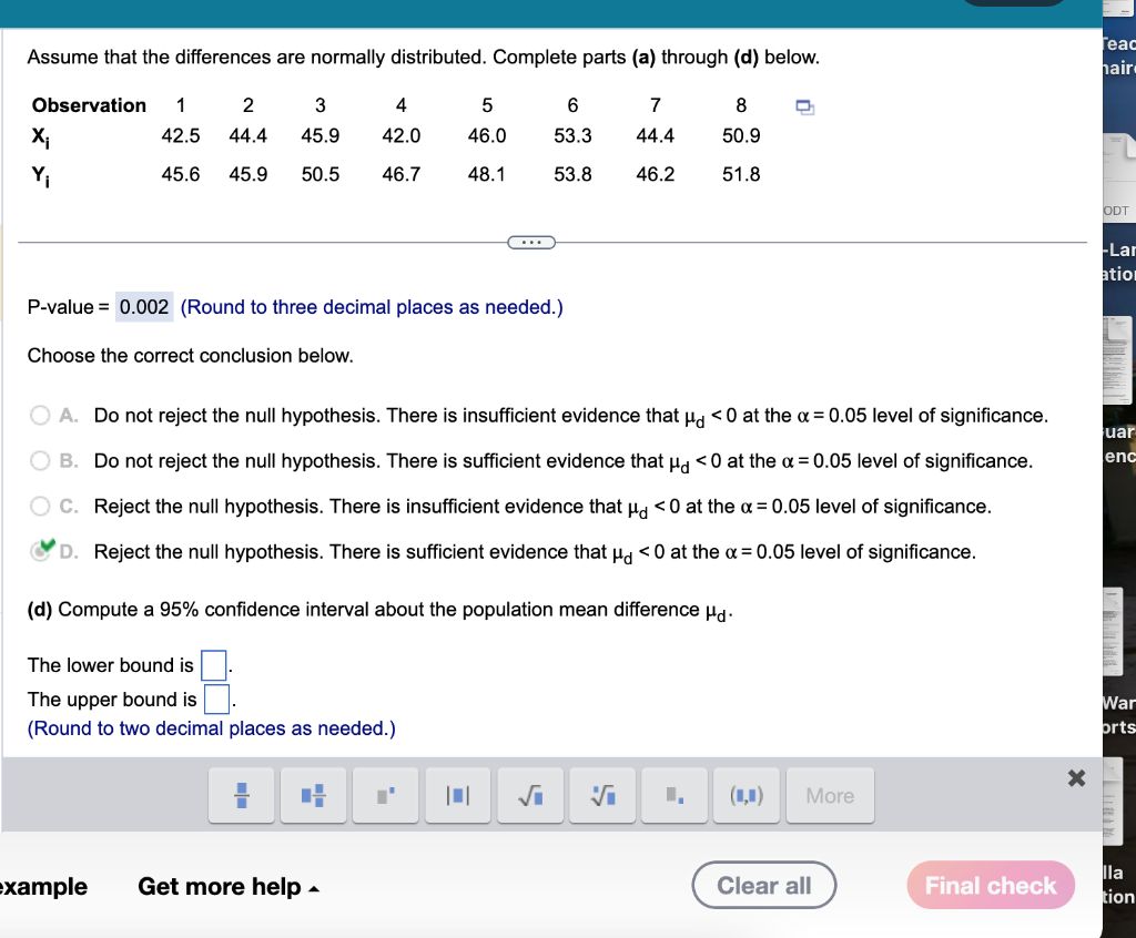 Solved Assume that the differences are normally distributed. | Chegg.com