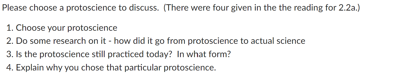 Solved the 4 options are : Examples of past protosciences | Chegg.com