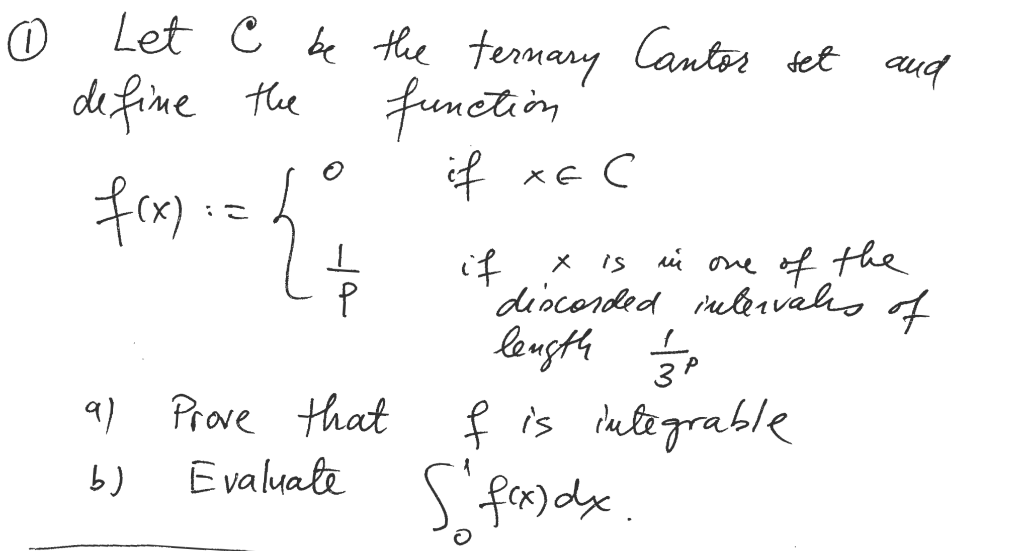 Solved 0 :- Let @ be the ternary Cantor set and define the | Chegg.com