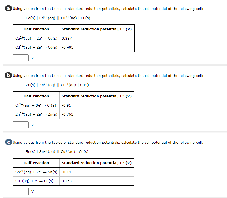 Solved Using Values From The Tables Of Standard Reduction 
