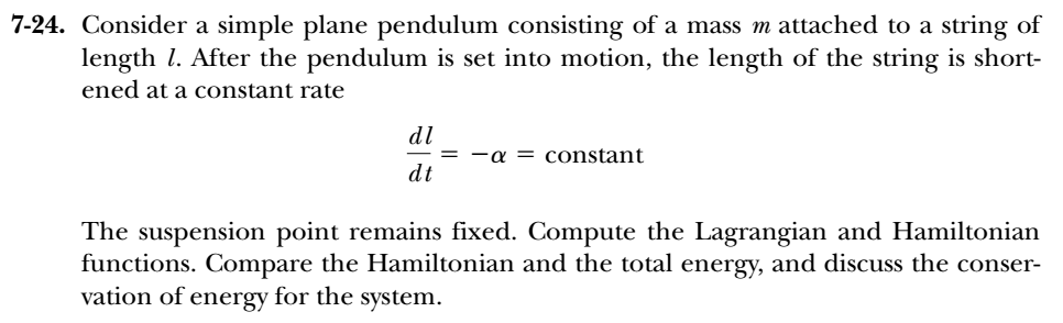 Solved 7-24. Consider a simple plane pendulum consisting of | Chegg.com