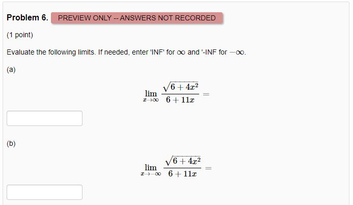 Solved Problem 6. PREVIEW ONLY -- ANSWERS NOT RECORDED (1 | Chegg.com