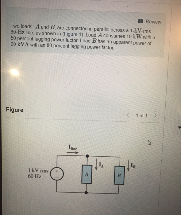 Solved Review Two loads, A and B, are connected in parallel | Chegg.com