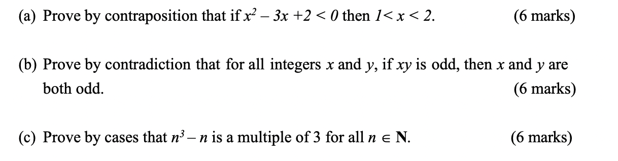 Solved (a) Prove by contraposition that if x2−3x+2